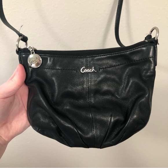 Coach | Bags | Coach Vintage Small Black Leather Shoulder Bag With ...